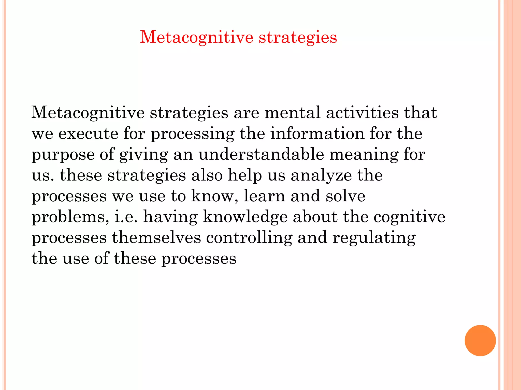 Cognitive and metacognitive strategies | PPTX
