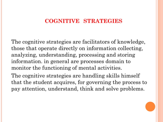 Cognitive and metacognitive strategies | PPTX