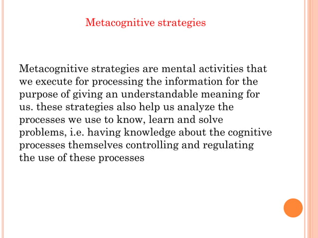 Cognitive and metacognitive strategies | PPTX