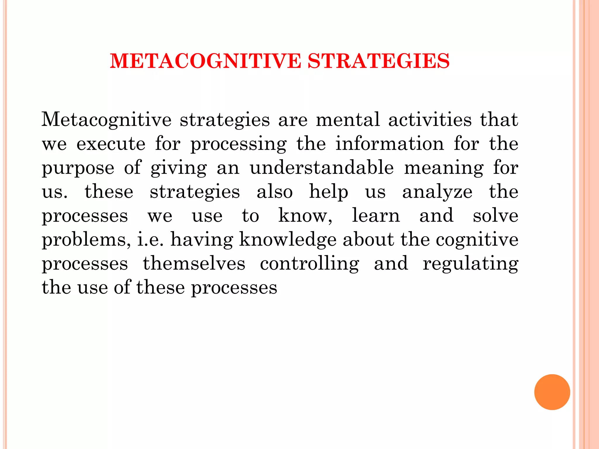 Cognitive and metacognitive | PPTX | Educational Assessment | Education
