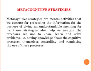 Cognitive and metacognitive | PPTX