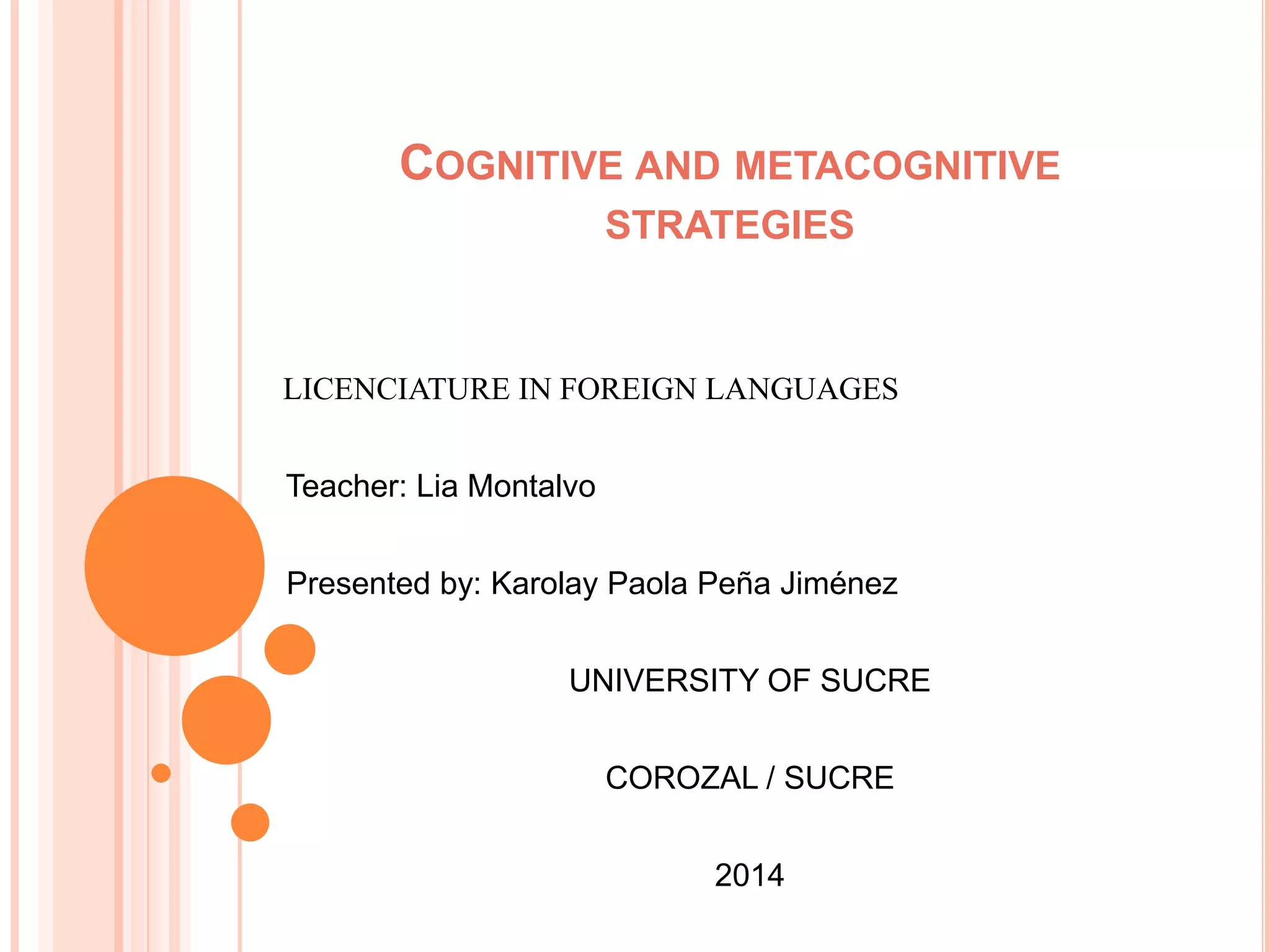Cognitive and metacognitive strategies. | PPTX