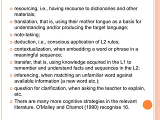 Cognitive and metacognitive strategies. | PPTX
