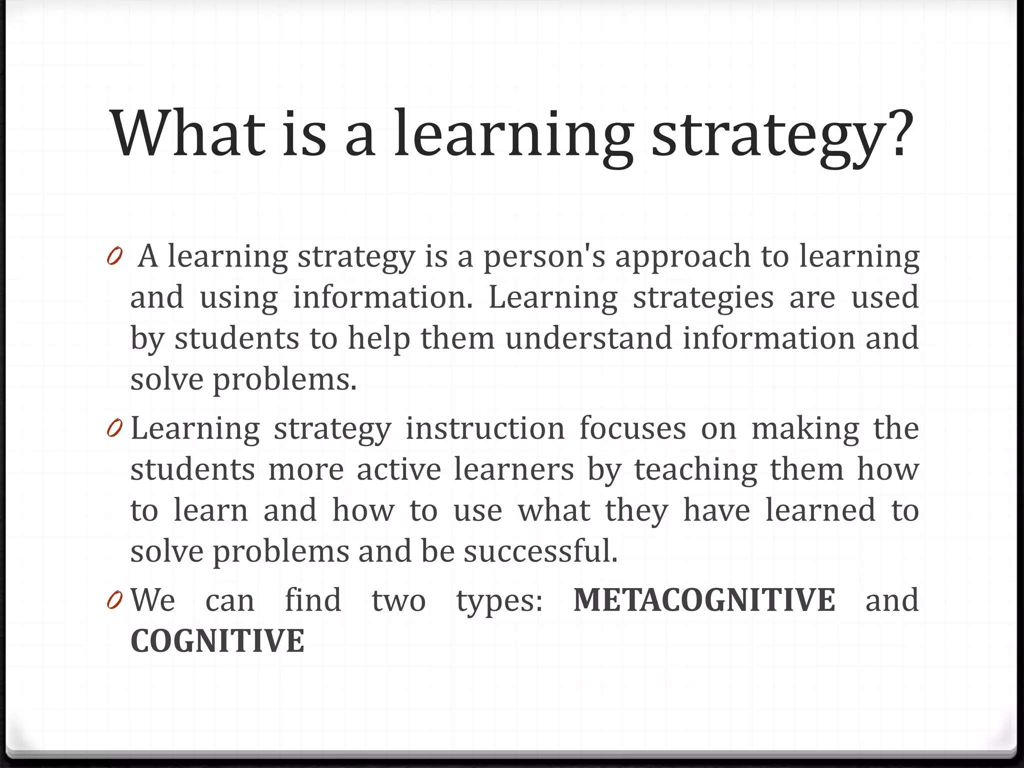 Cognitive And Metacognitive Strategies Ppt