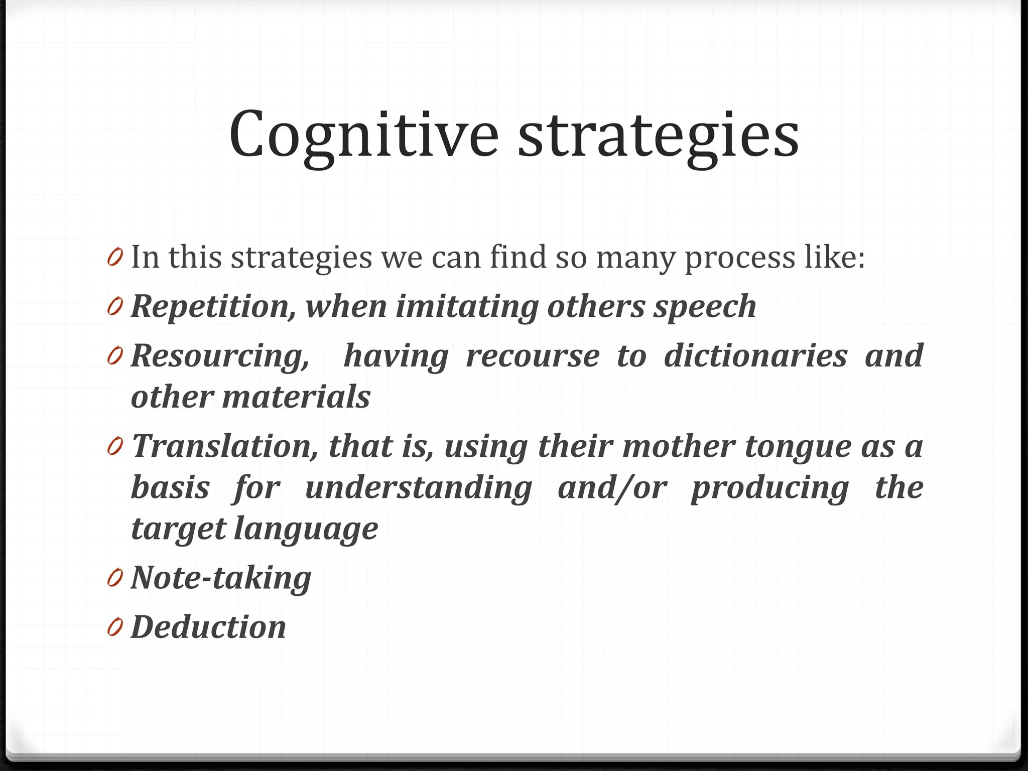Cognitive and metacognitive strategies | PPT | Free Download