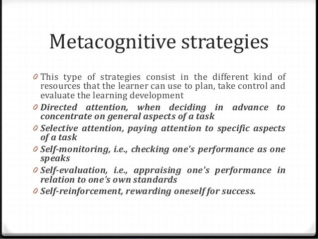 Cognitive And Metacognitive Strategies