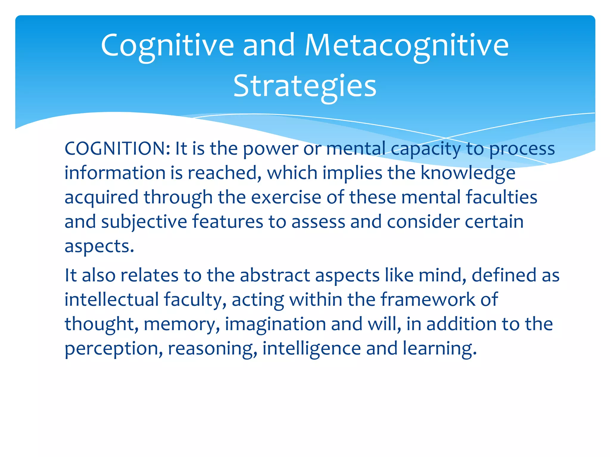 Cognitive and metacognitive strategies | PPT