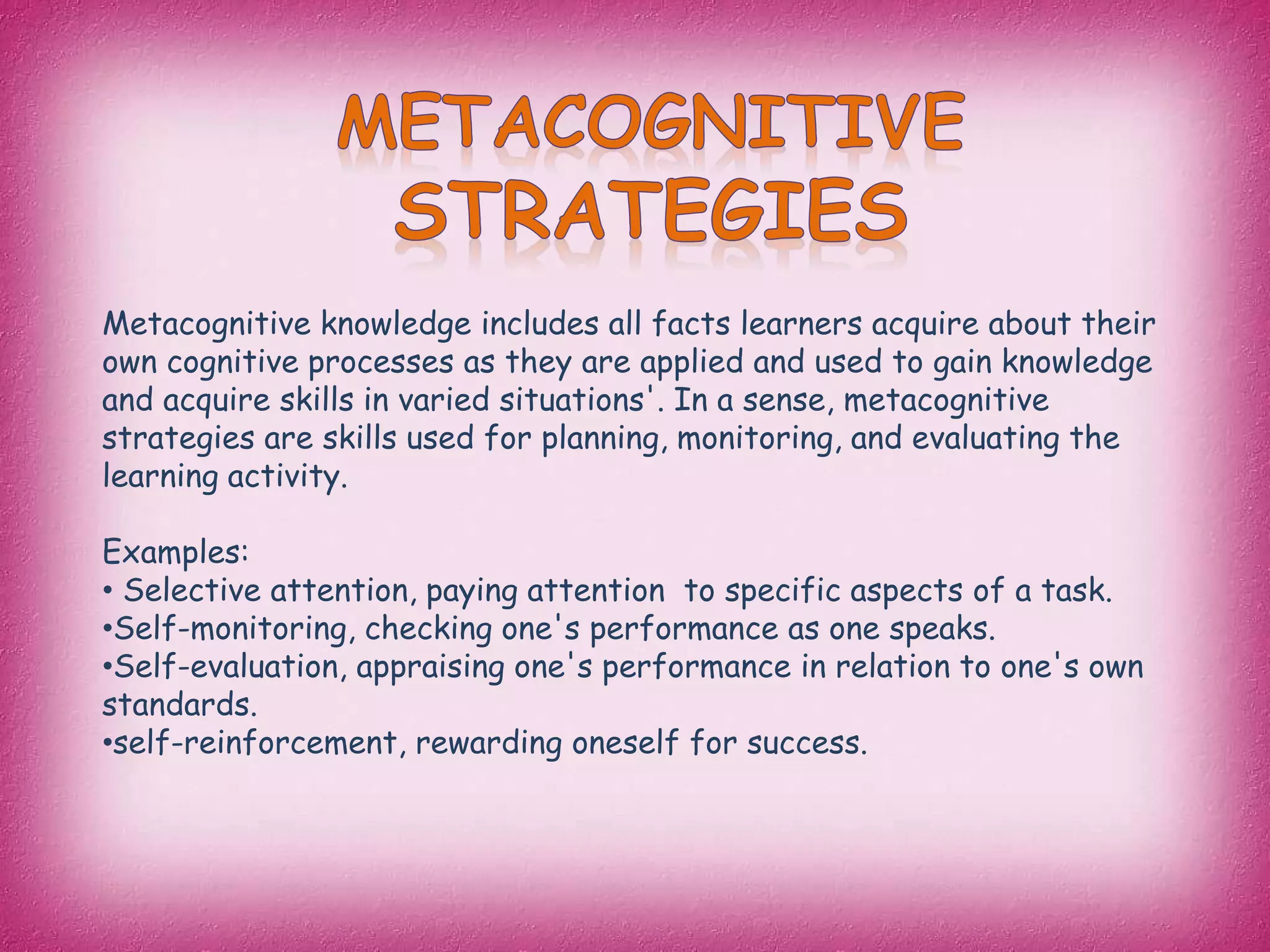Cognitive and metacognitive strategies kelly marquez | PPTX