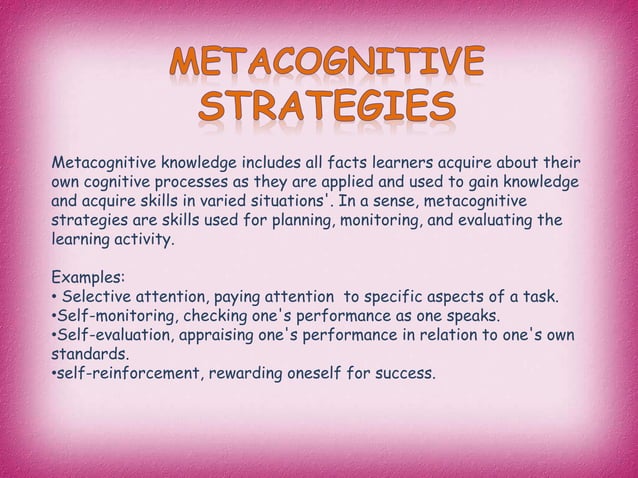Cognitive and metacognitive strategies kelly marquez | PPT