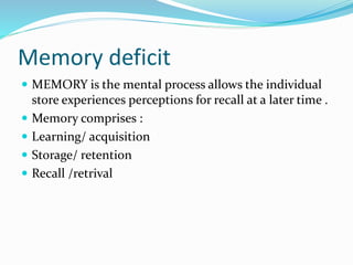 Cognitive and perceptual problems in stroke | PPTX | Brain and Nervous ...