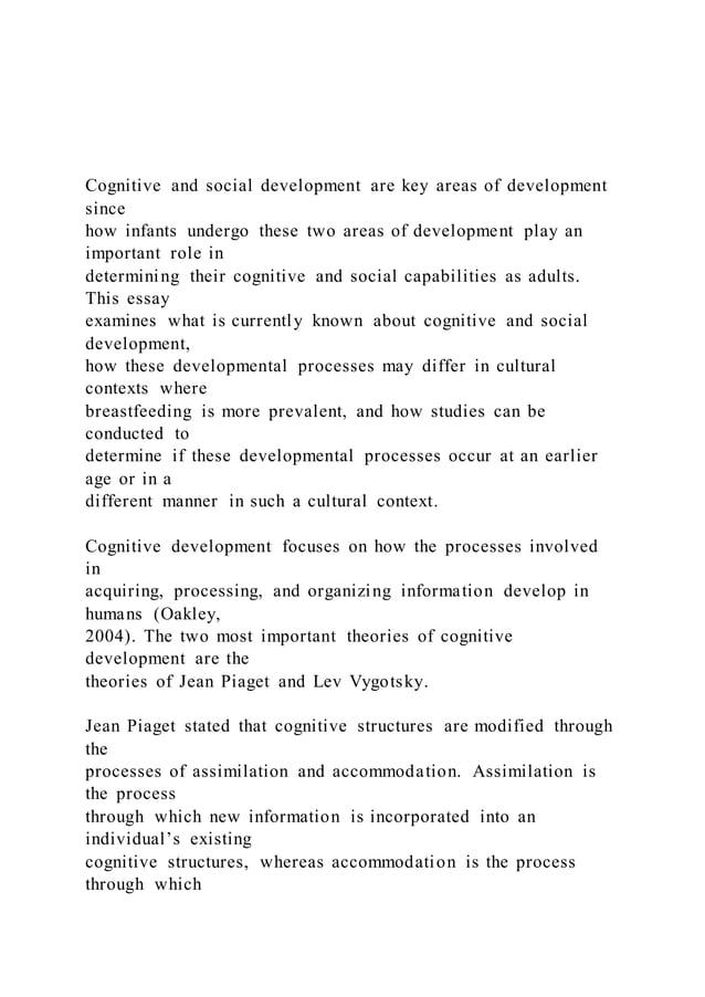 Cognitive and social development are key areas of development | PDF ...