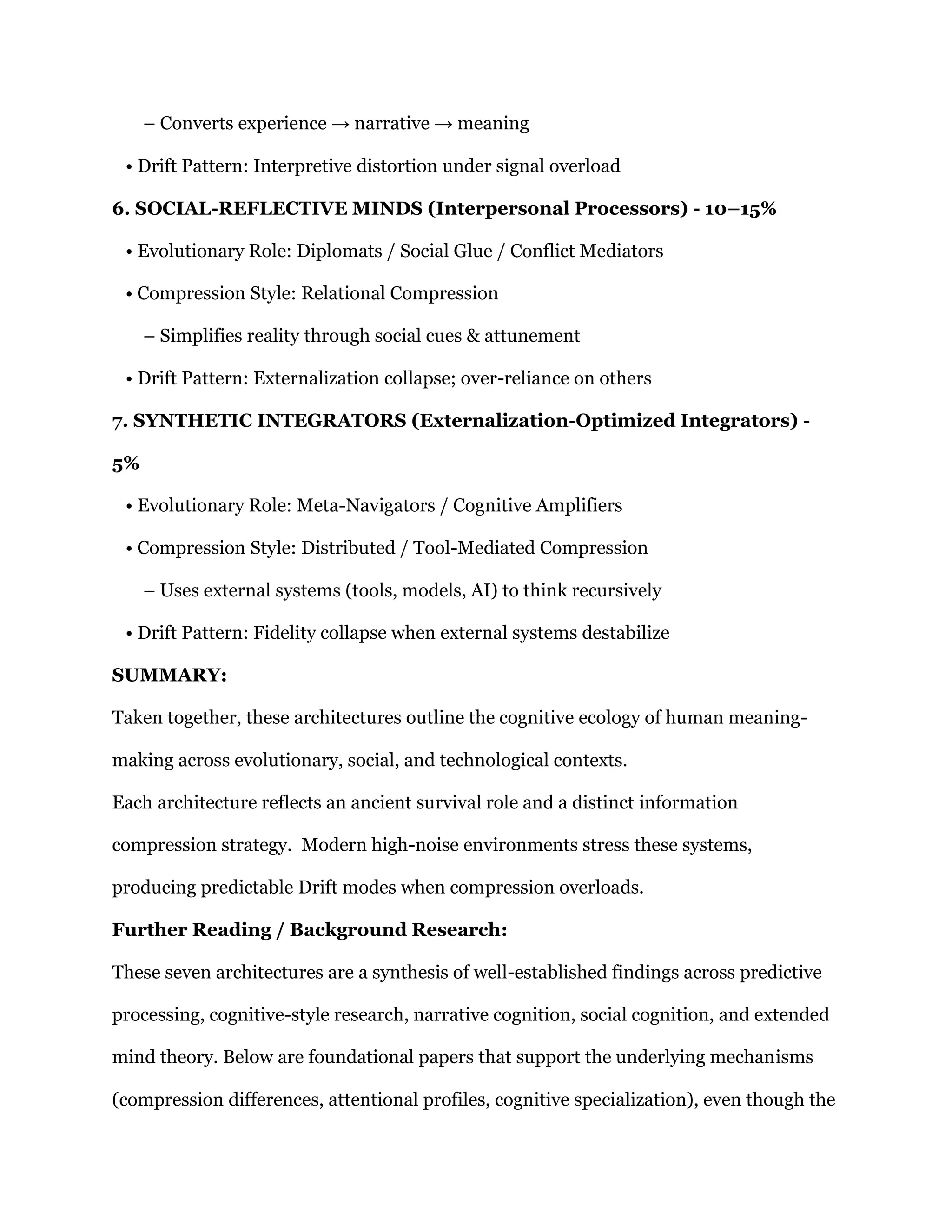 Cognitive Architectures: Information Compression, Meaning-Making, and ...