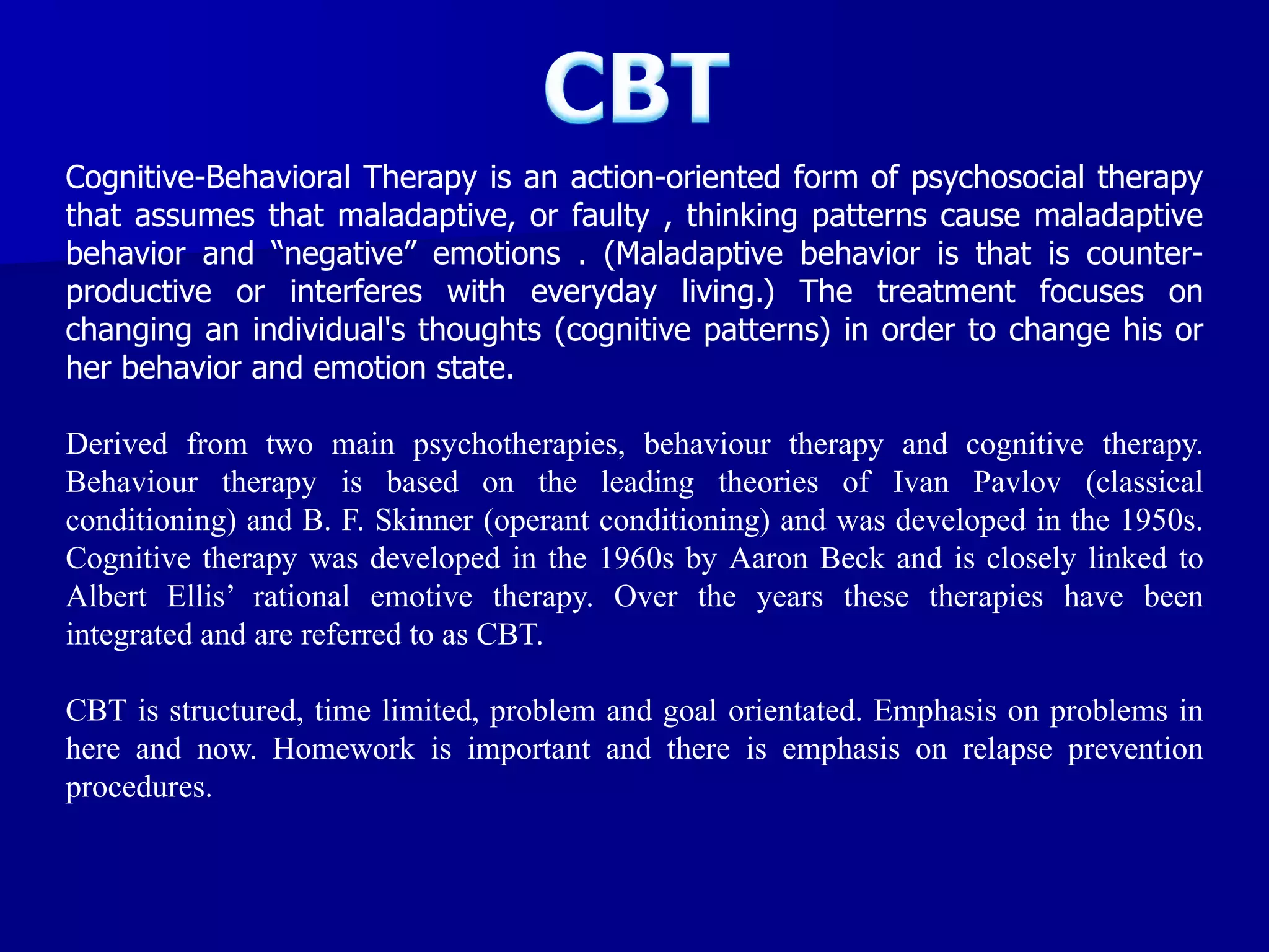 COGNITIVE BEHAVIOR THERAPY-CBT | PPTX