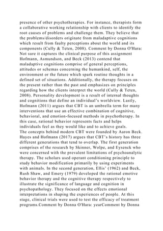COGNITIVE BEHAVIORAL THERAPY10Cognitive Behavior .docx