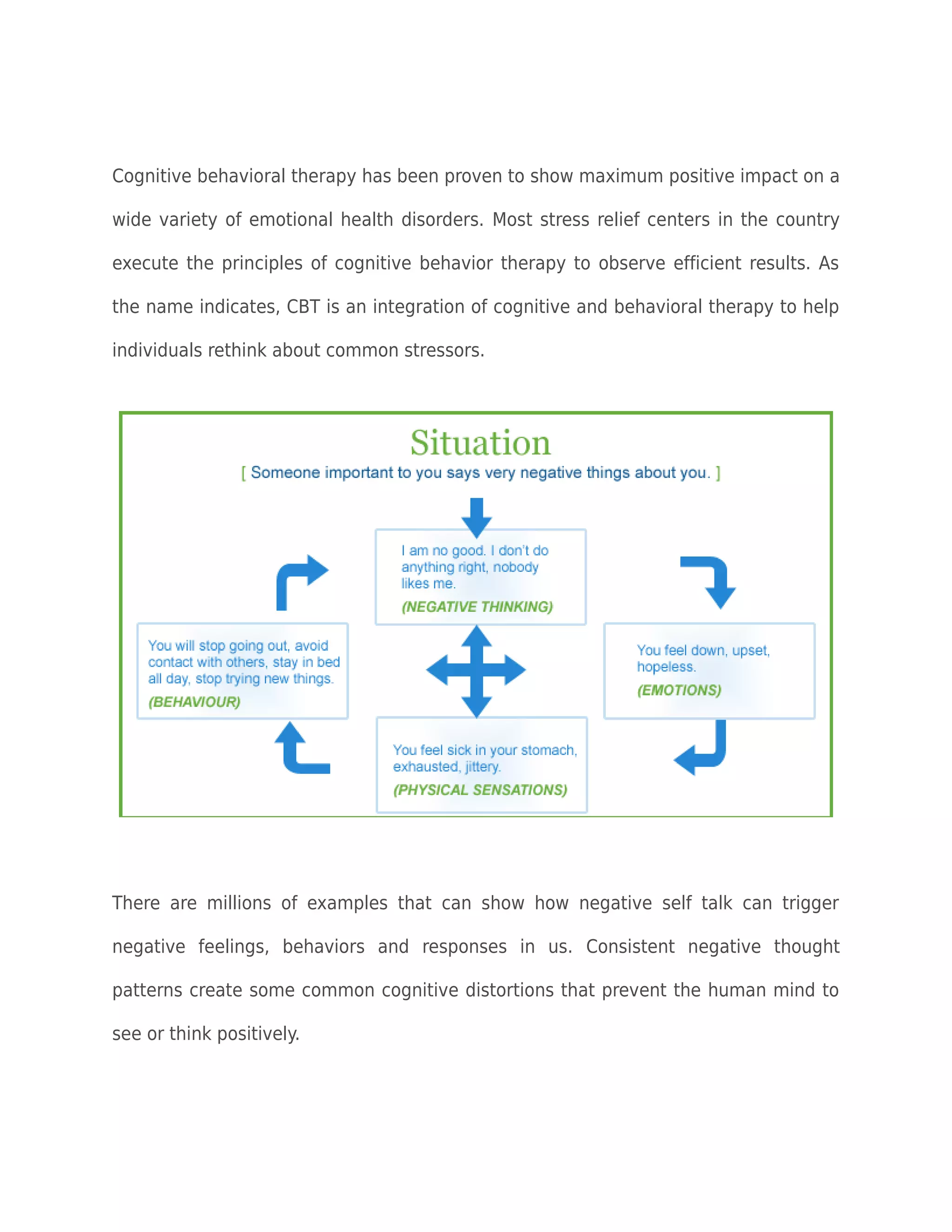 Cognitive Behavioral Therapy explains Stress | PDF