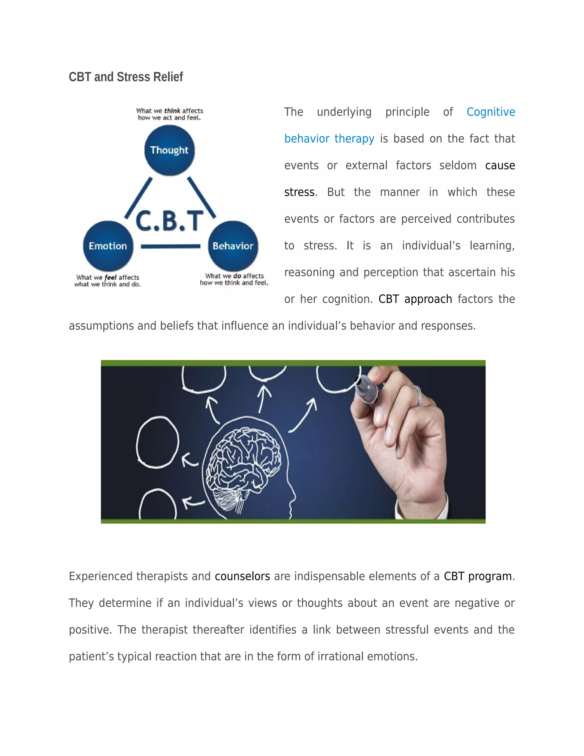 Cognitive Behavioral Therapy explains Stress | PDF