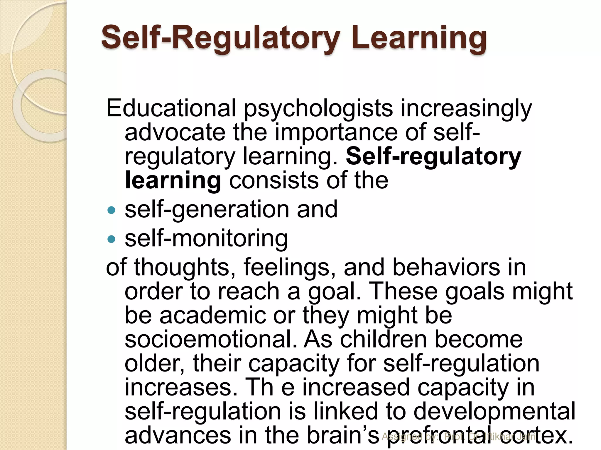 Cognitive behavior approach and self regulation | PPT