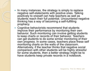 Cognitive behavior approach and self regulation | PPTX