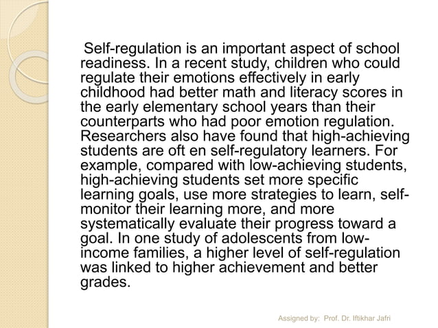 Cognitive behavior approach and self regulation | PPT