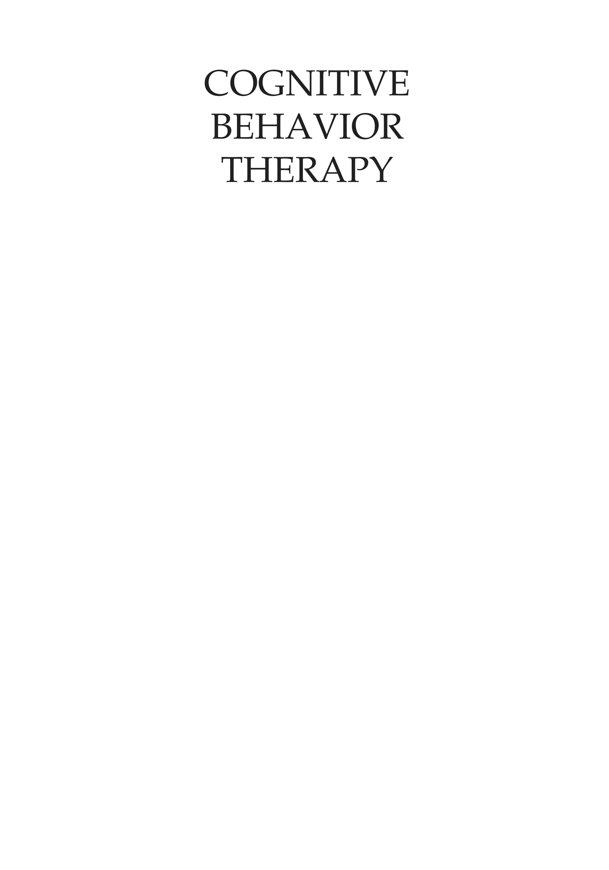 Cognitive behavior therapy | PDF