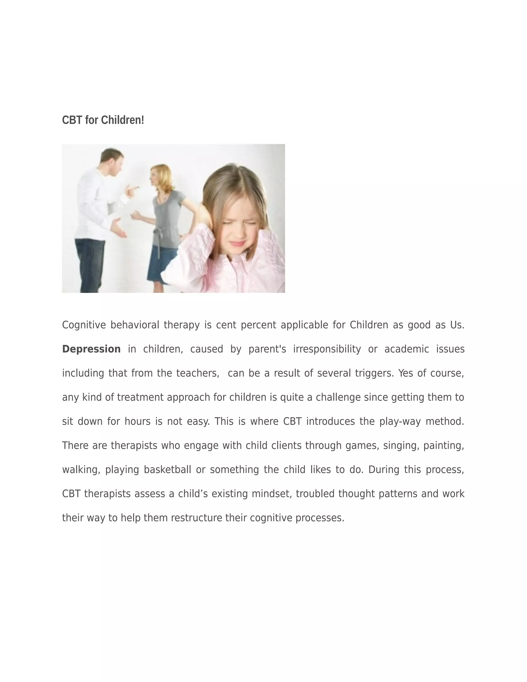 Cognitive Behavior Therapy: Kids Special | PDF