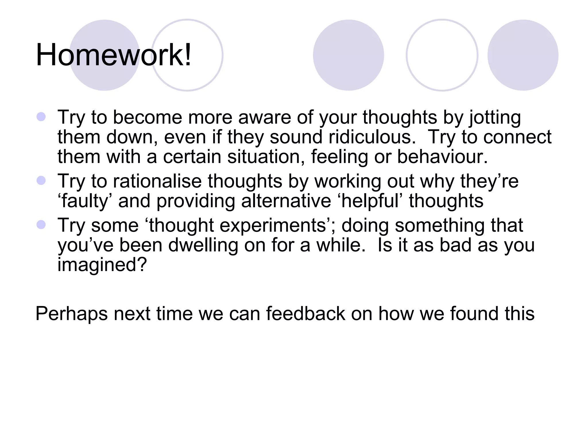 Cognitive behavioural approaches to mental health | PPT