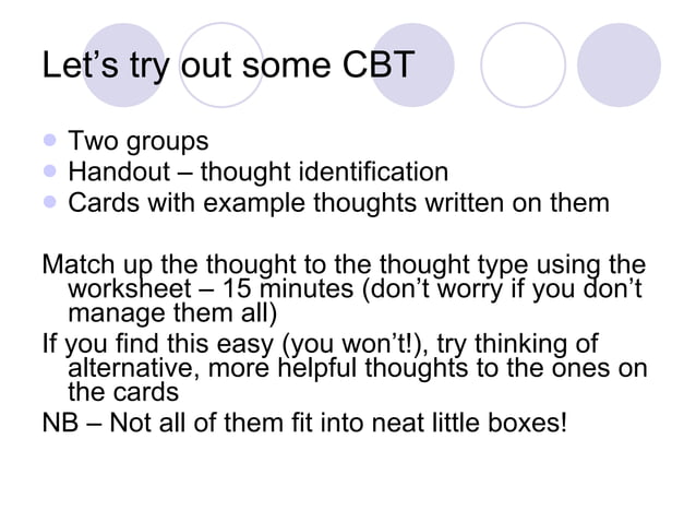 Cognitive behavioural approaches to mental health | PPT