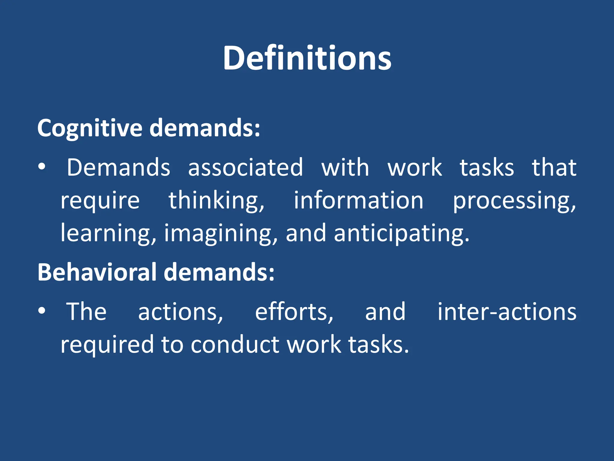 COGNITIVE & BEHAVIOURAL DEMANDS OF WORK,DPT,LEC4.pptx | Medical Health