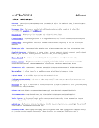 Critical Thinking: Cognitive Bias | PDF