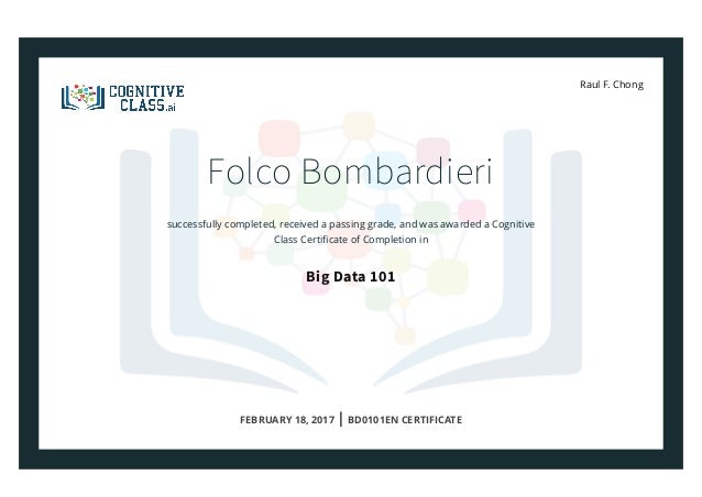 Certificate Cognitive Class Big Data 101 Bd0101en 