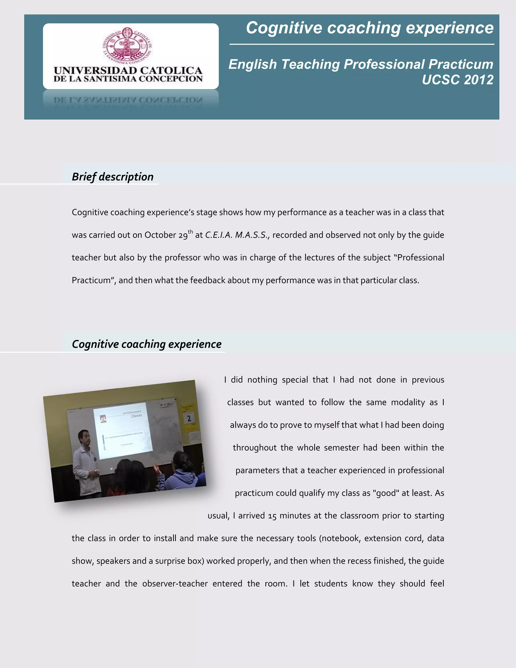 Cognitive Coaching Experience | PDF