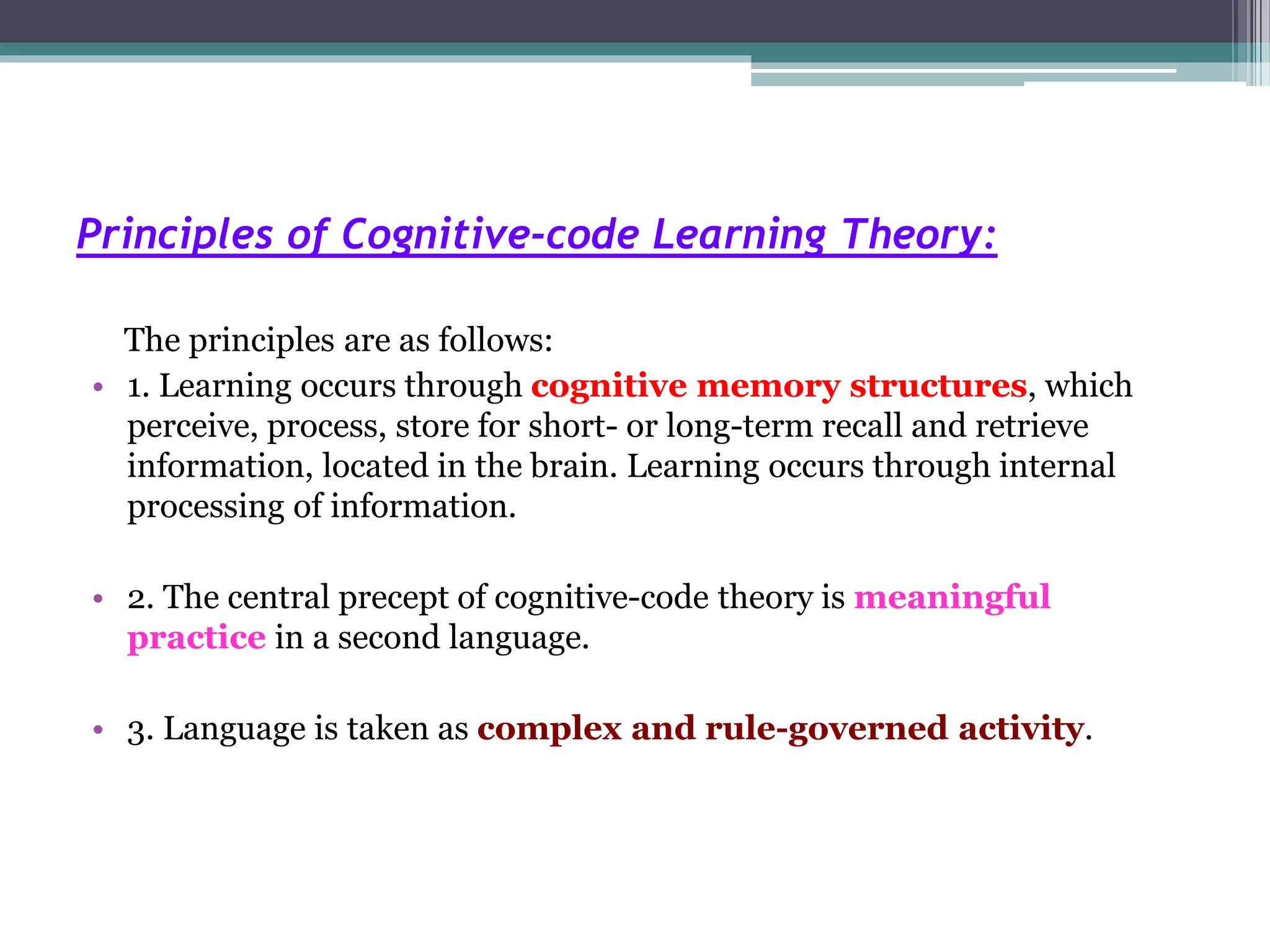 Cognitive code theory in Applied Linguistics | PPTX