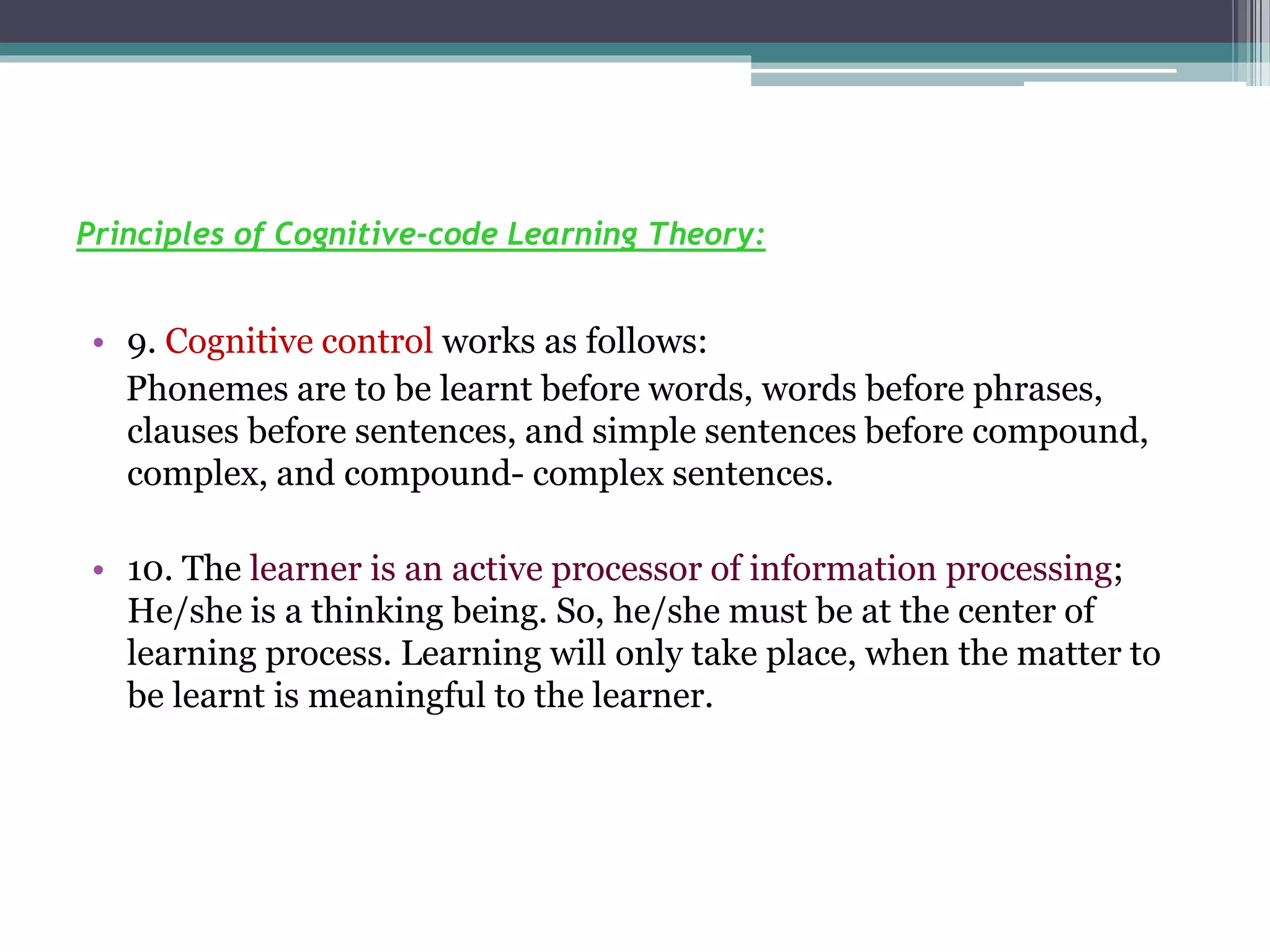 Cognitive code theory in Applied Linguistics | PPTX