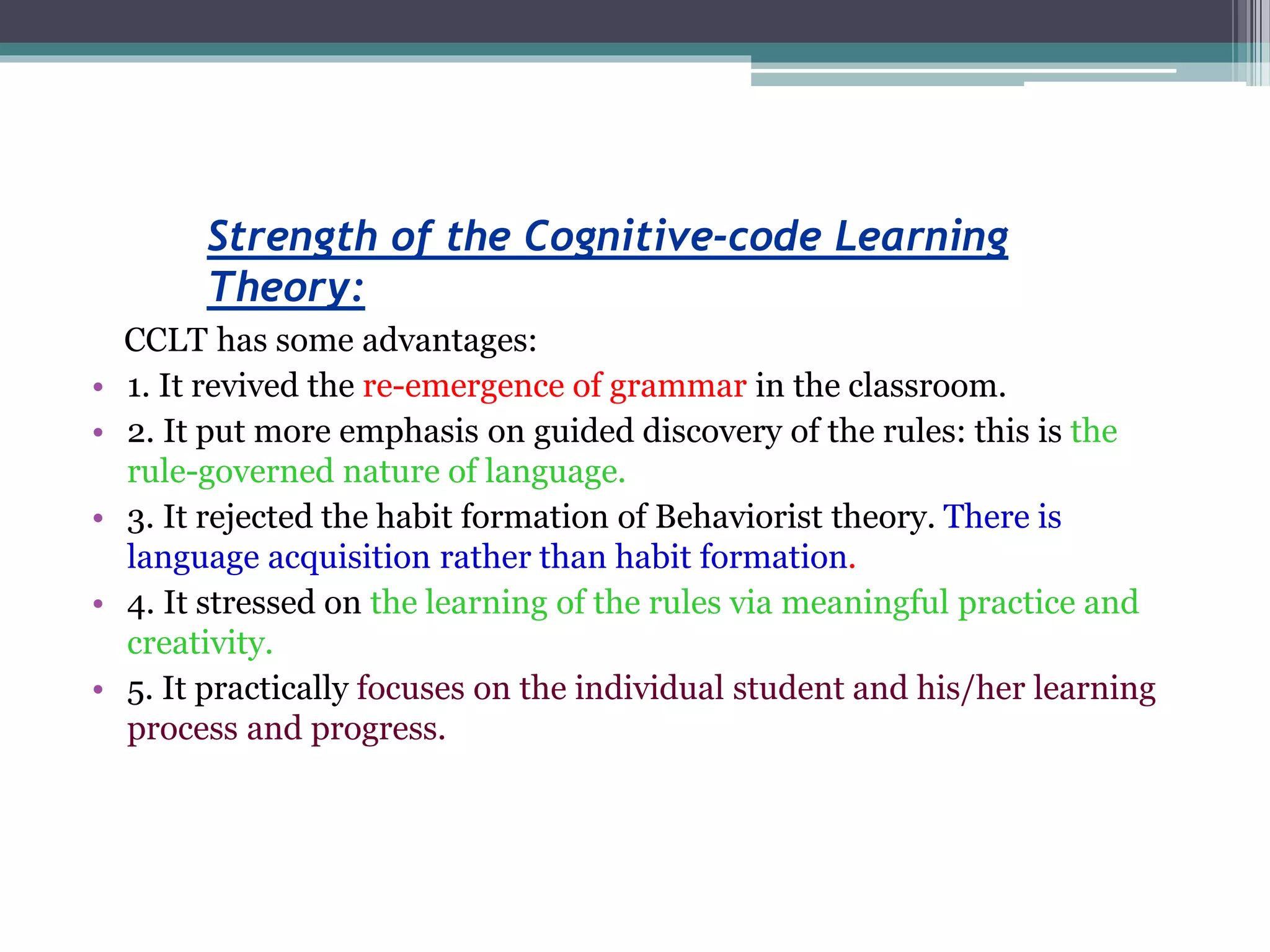 Cognitive code theory in Applied Linguistics | PPTX