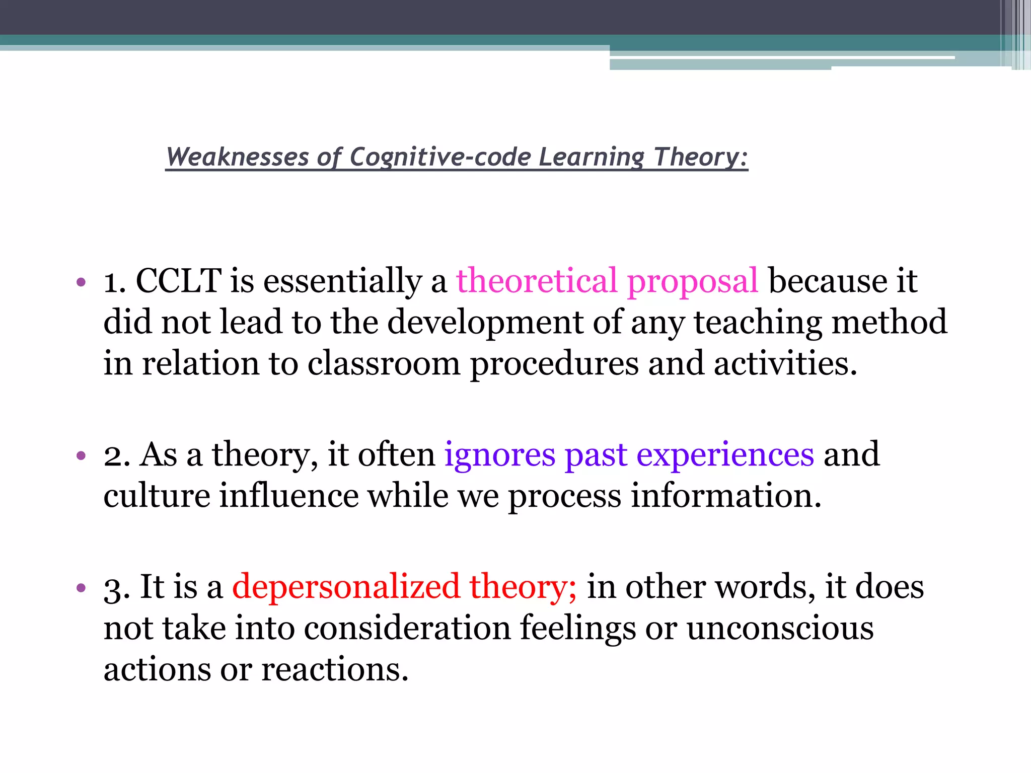 Cognitive code theory in Applied Linguistics | PPTX