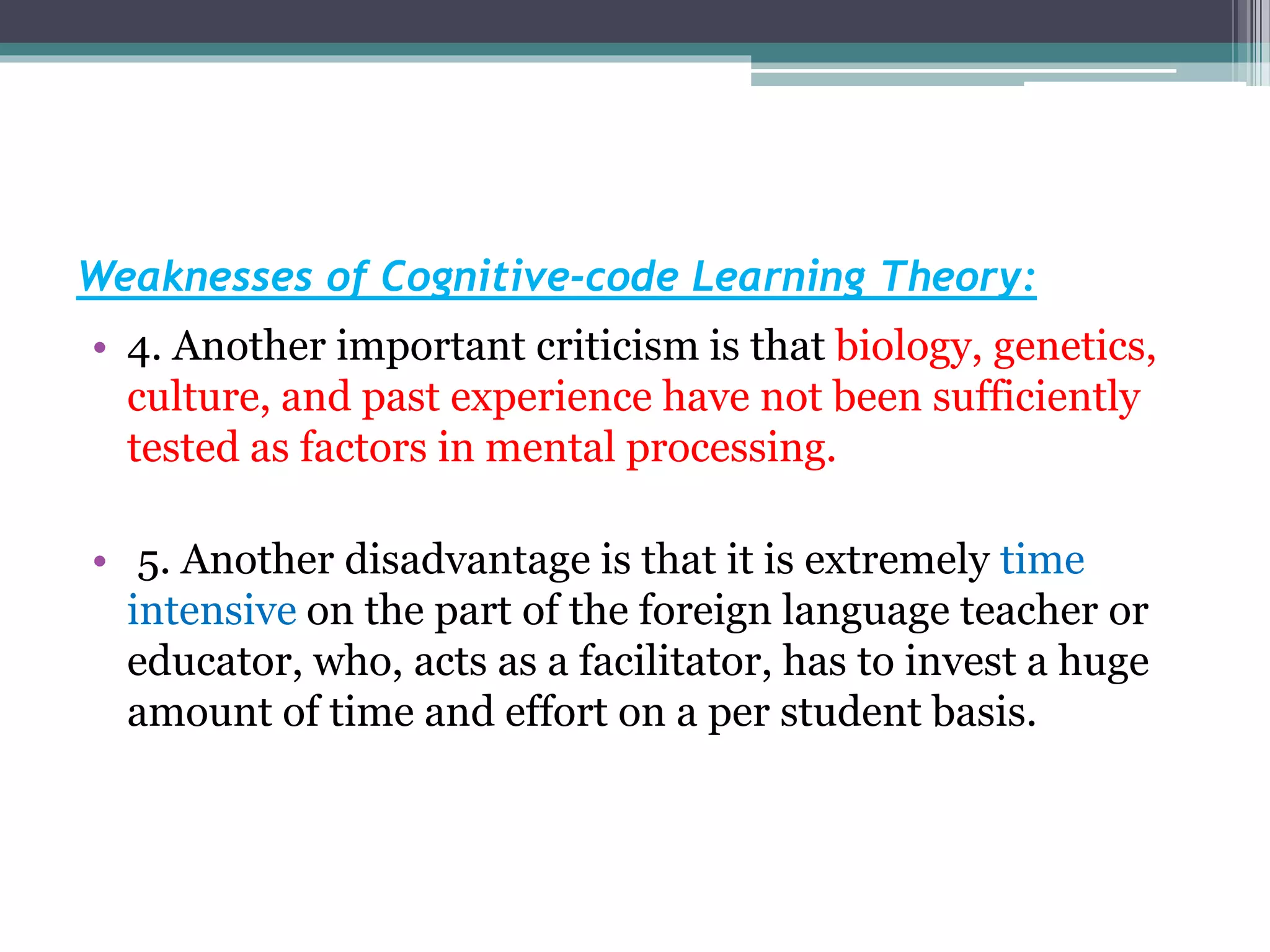 Cognitive code theory in Applied Linguistics | PPTX