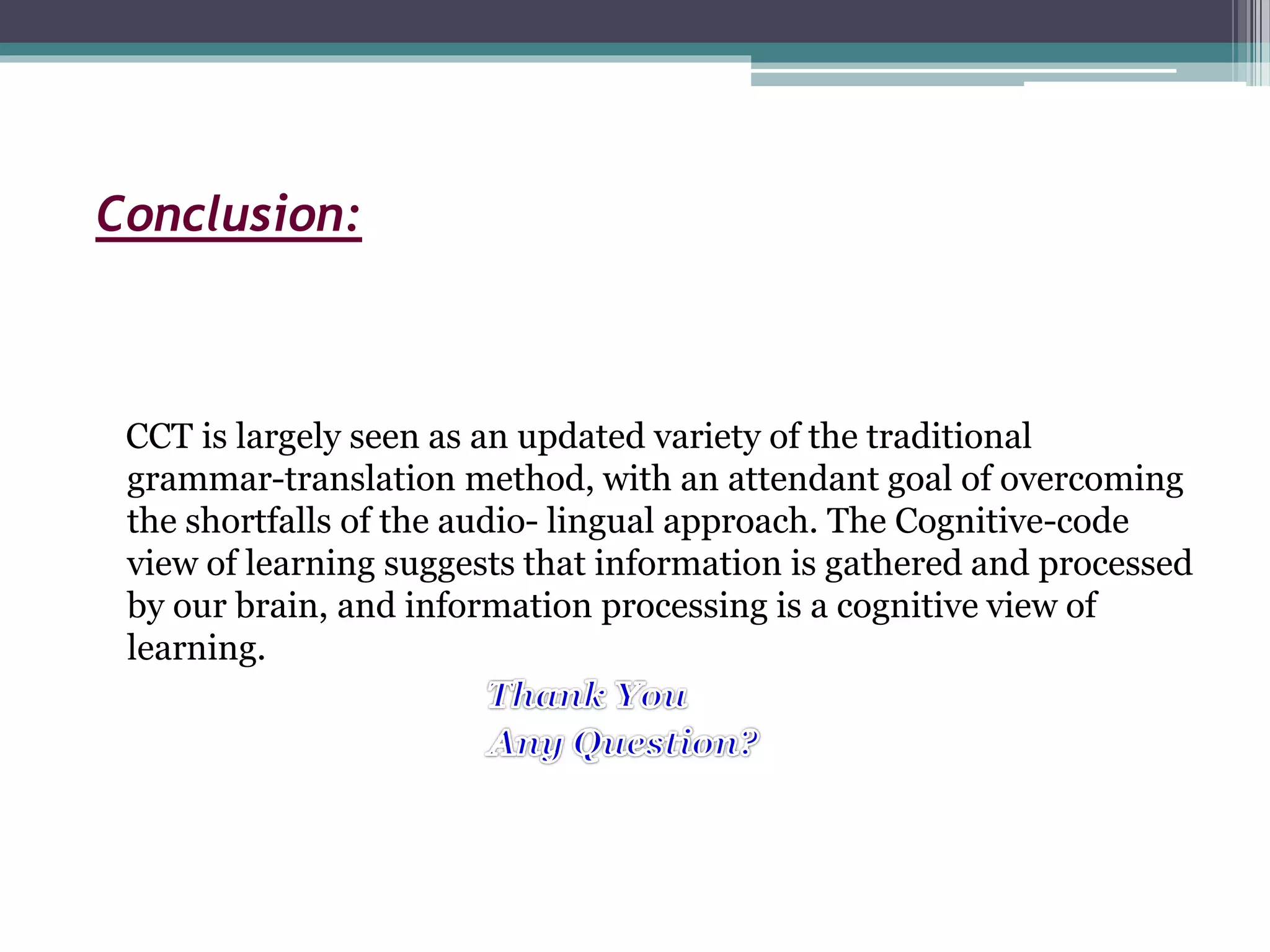 Cognitive code theory in Applied Linguistics | PPTX