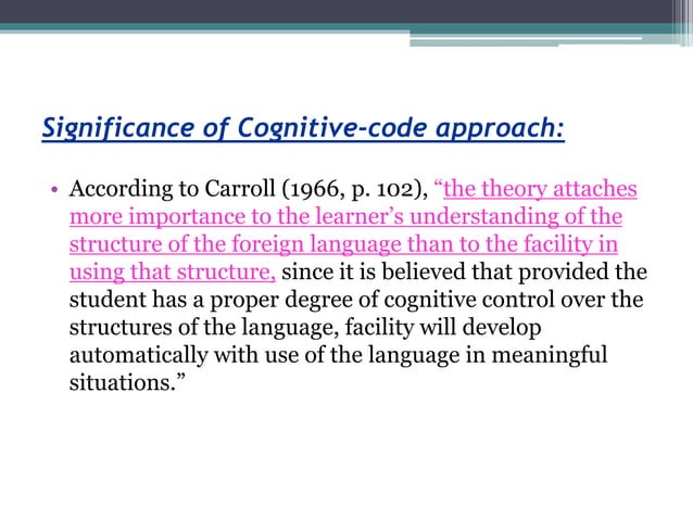 Cognitive code theory in Applied Linguistics | PPTX