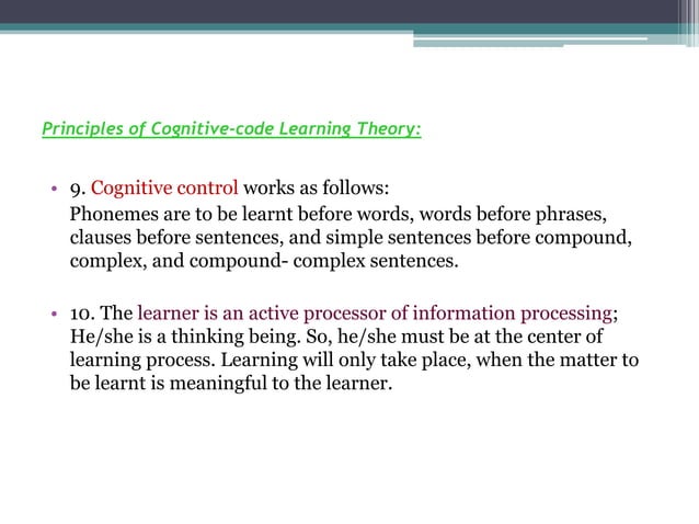 Cognitive code theory in Applied Linguistics | PPTX