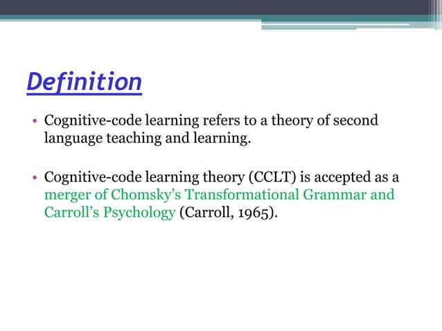 Cognitive code theory in Applied Linguistics | PPTX