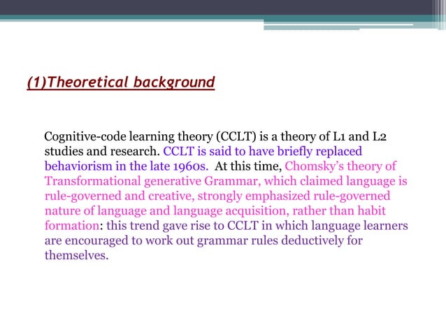Cognitive code theory in Applied Linguistics | PPTX