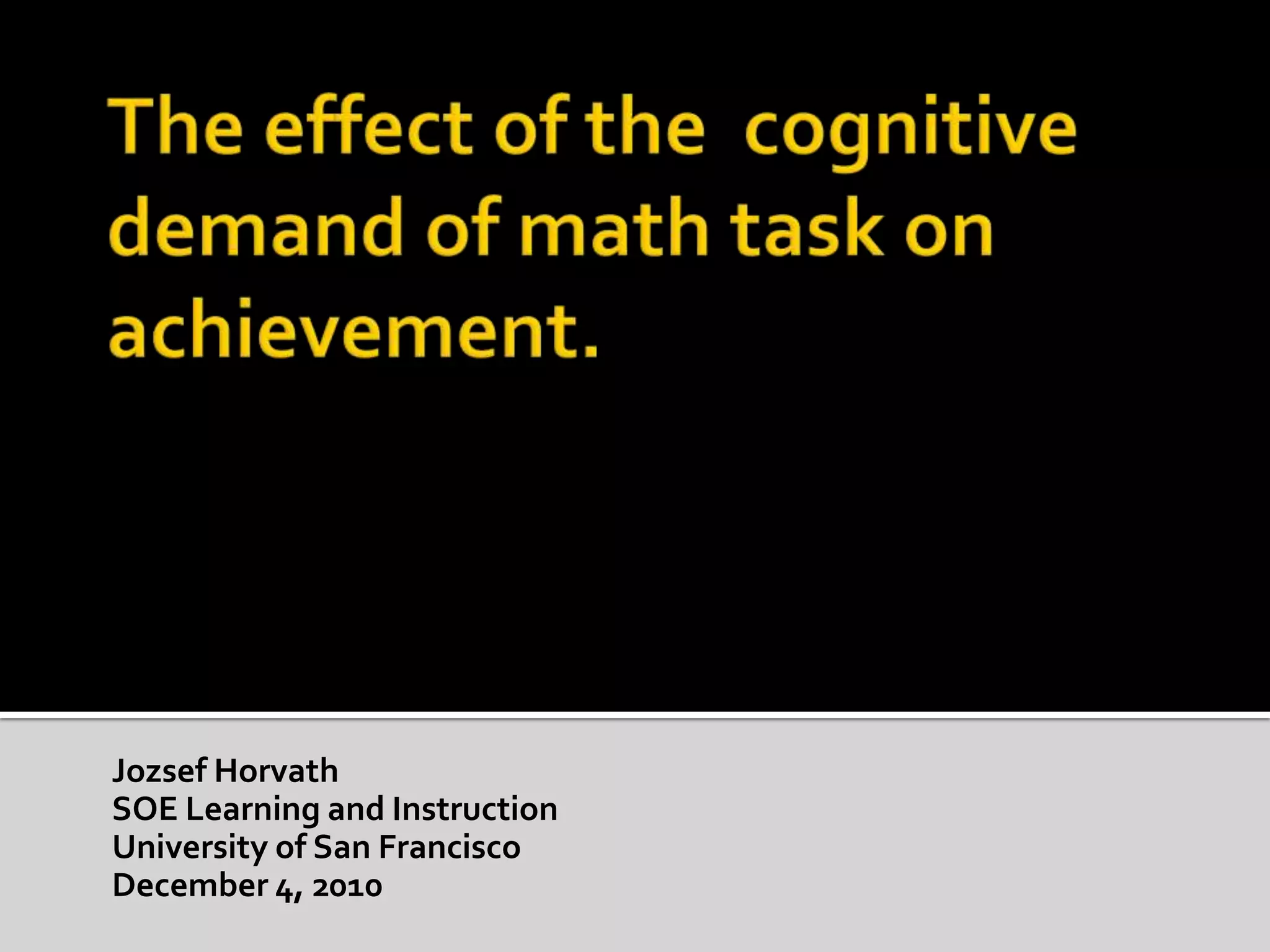 Cognitive demand and math achievment | PPT