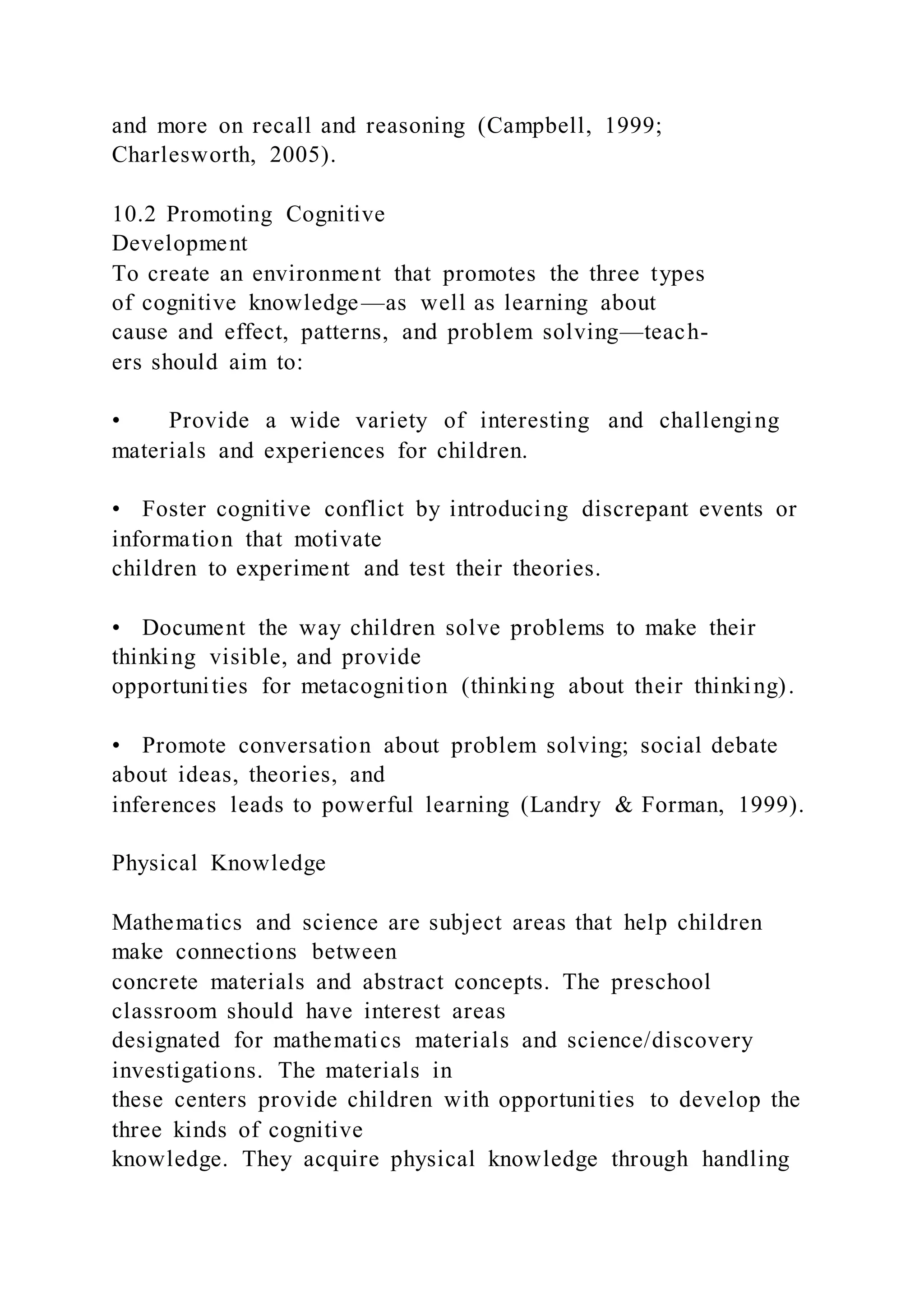 Cognitive Development, Mathematics, and Science Learnin | DOCX