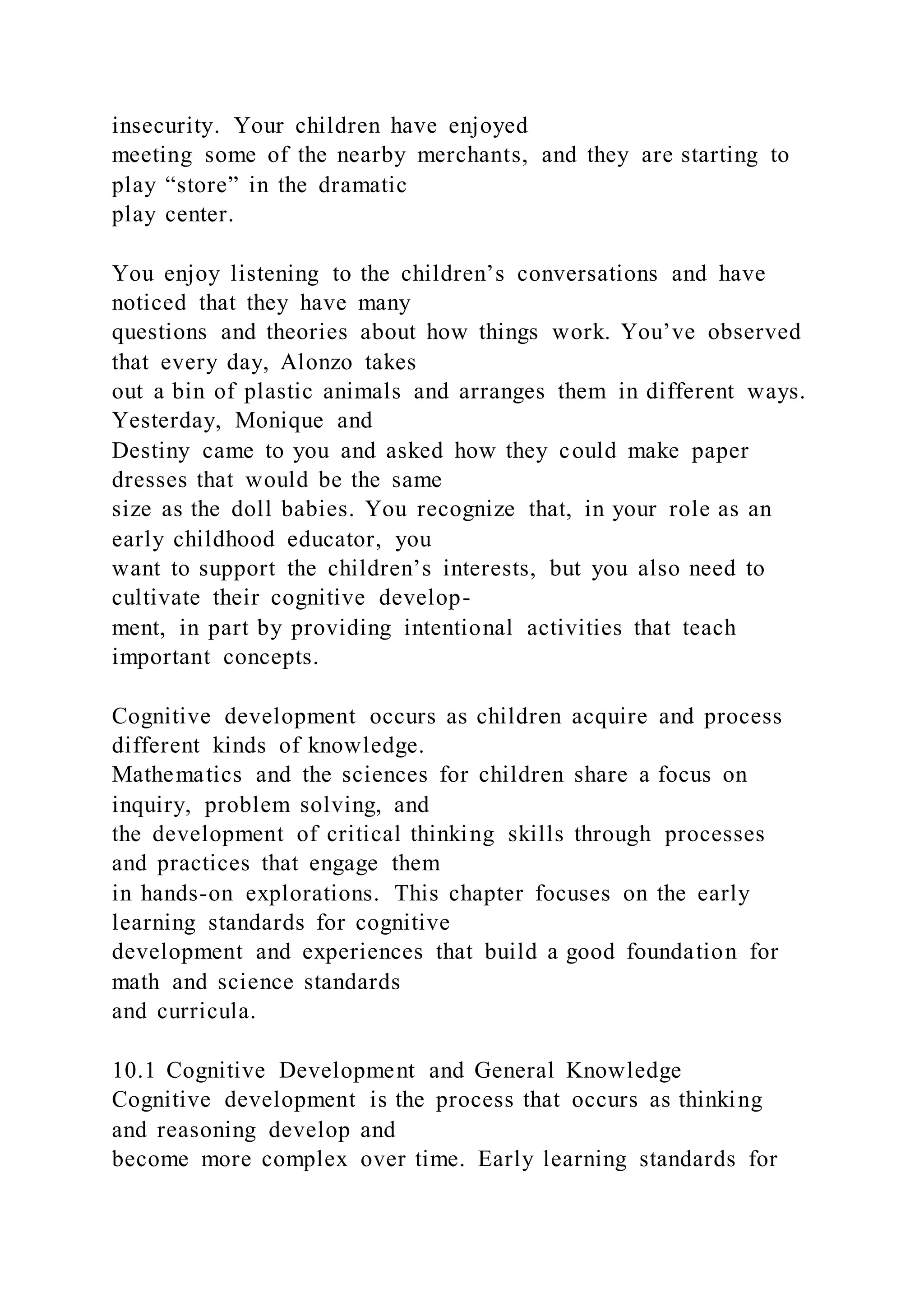 Cognitive Development, Mathematics, and Science Learnin | DOCX