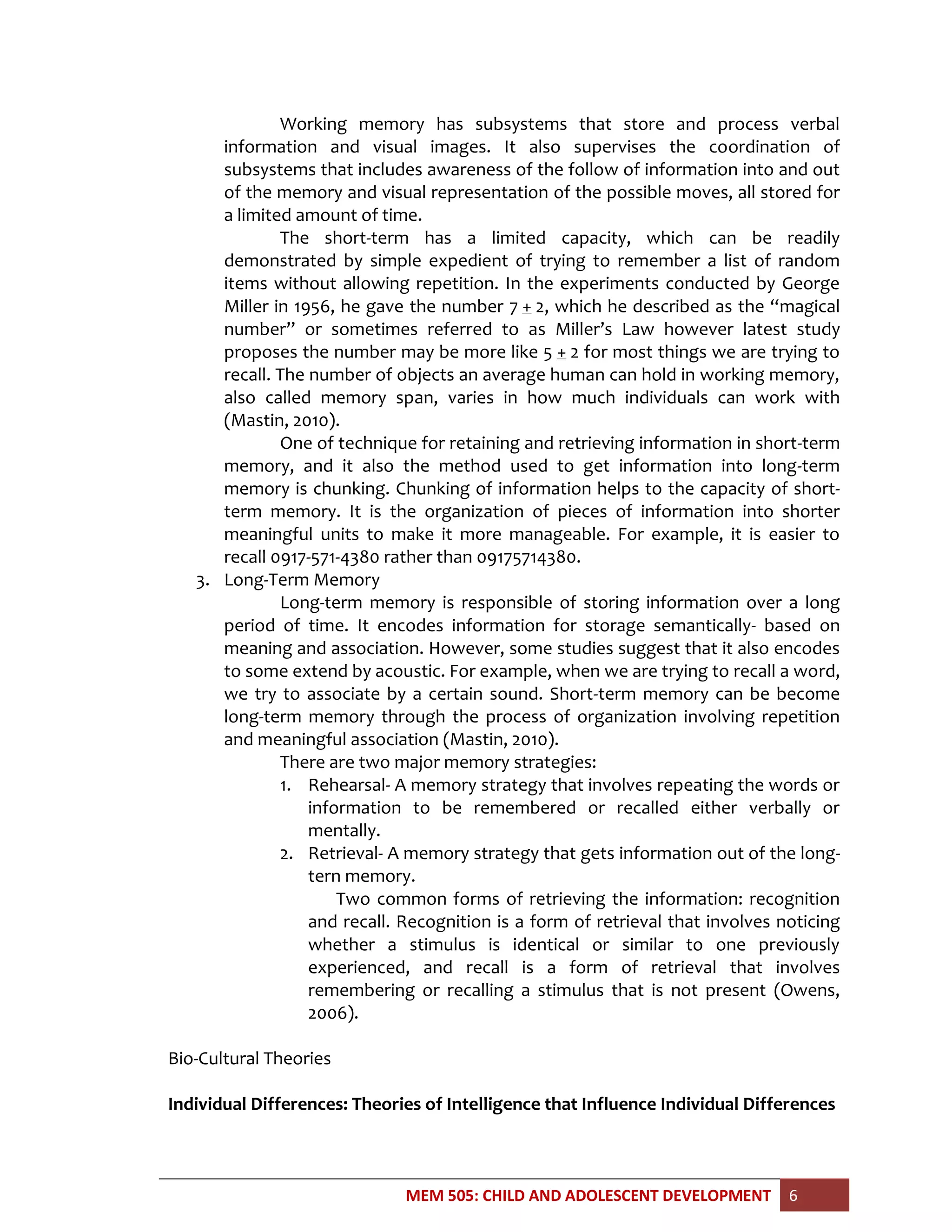 Cognitive development of children and adolescents | DOCX