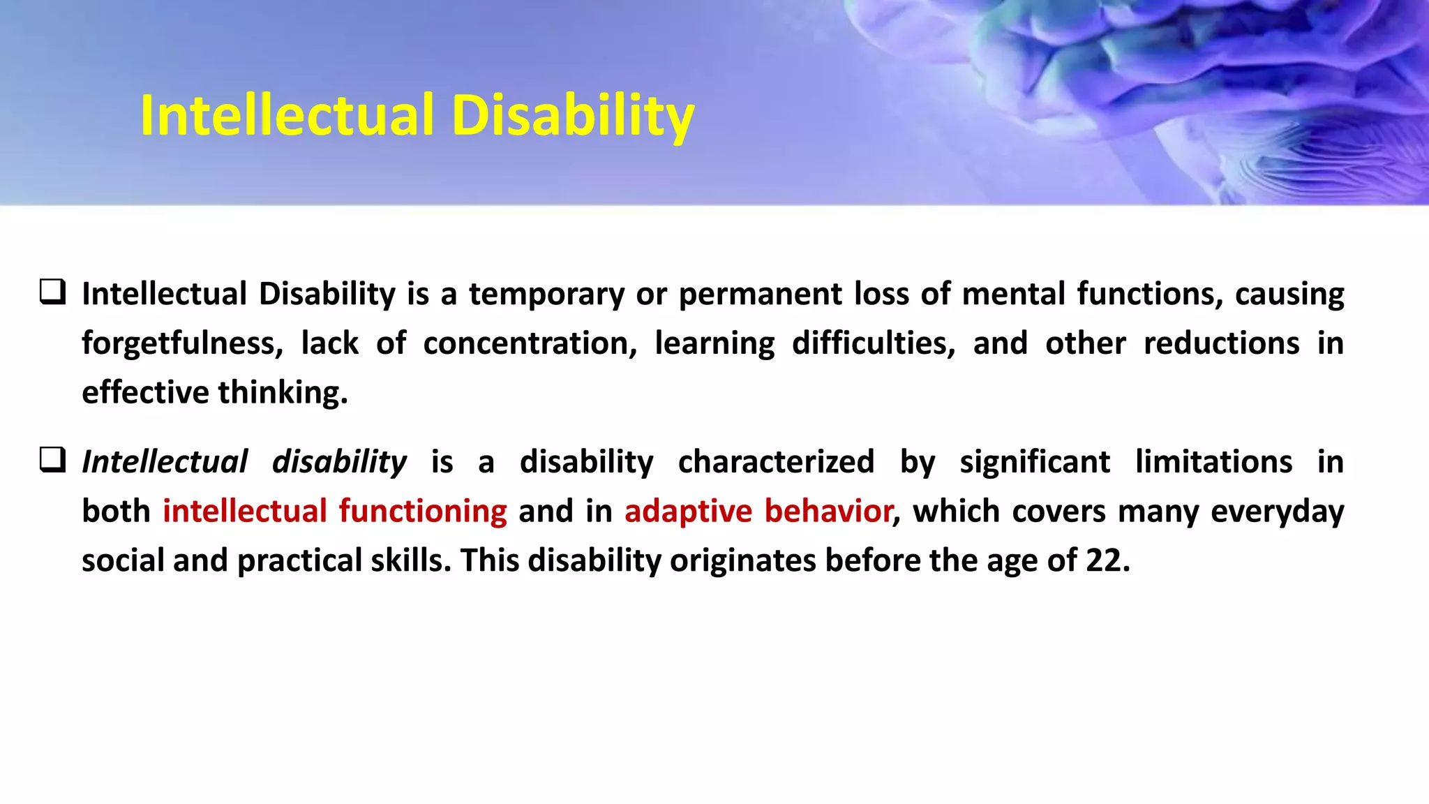 Cognitive disabilities ppt | PPTX