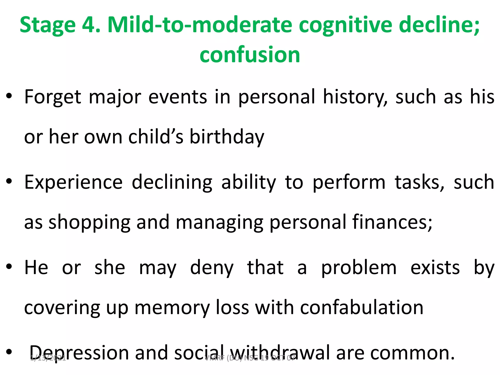 COGNITIVE DISORDER ,DEMENTIA NURSING DIAGNOSES, NURSING PROCESS FOR ...