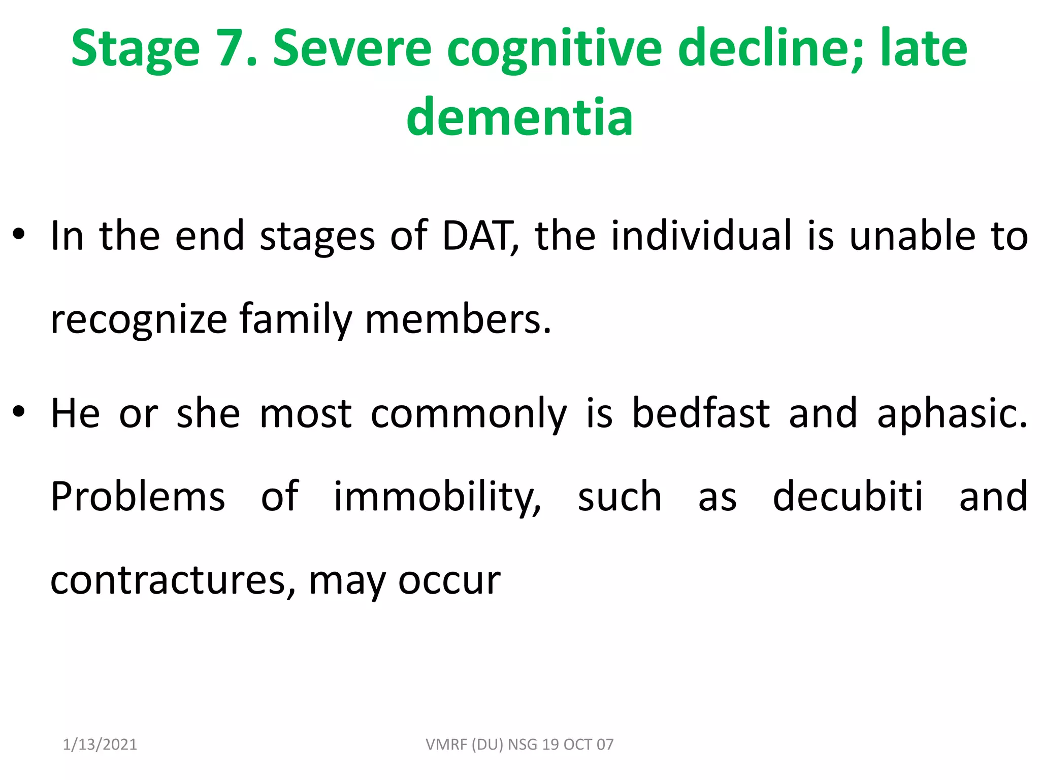 COGNITIVE DISORDER ,DEMENTIA NURSING DIAGNOSES, NURSING PROCESS FOR ...