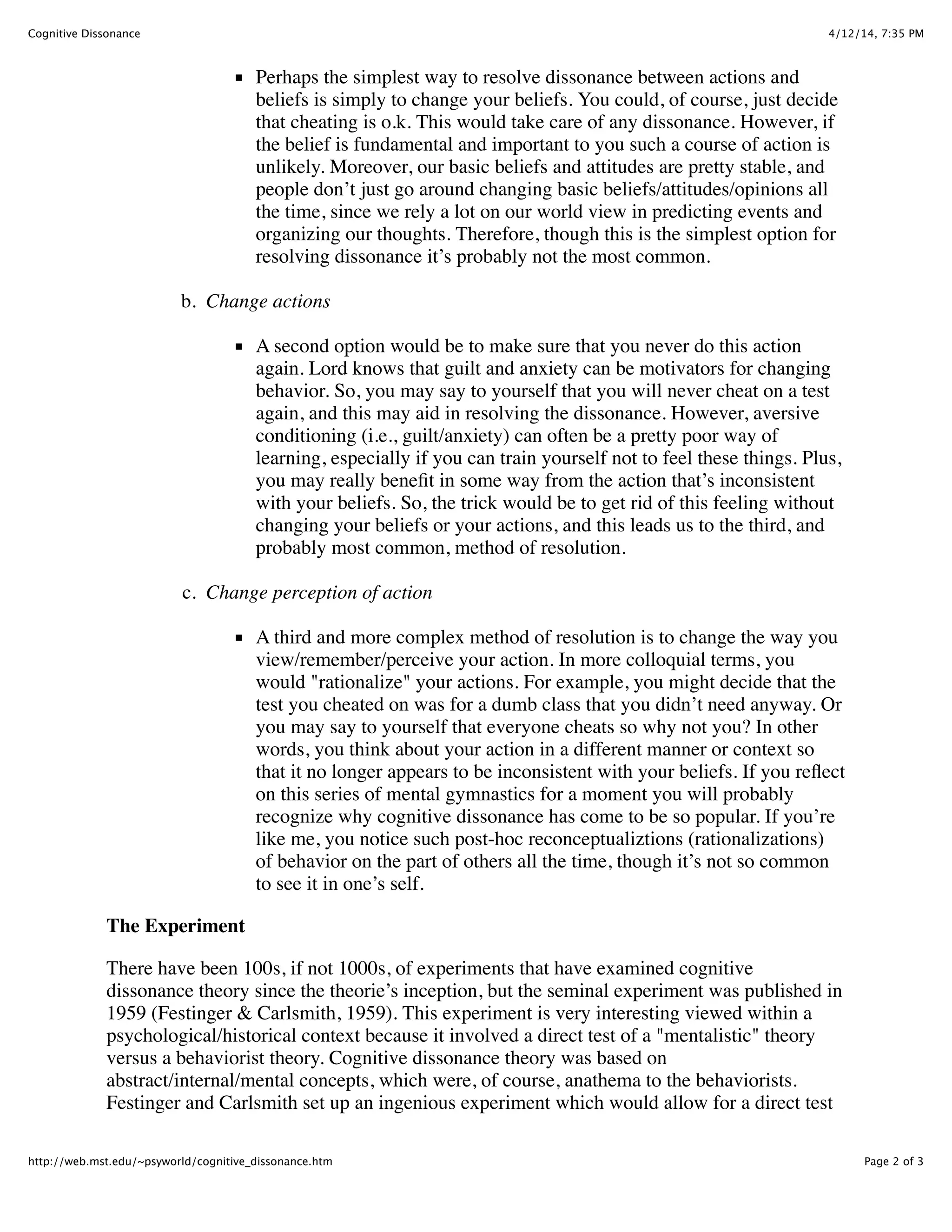 Cognitive dissonance | PDF