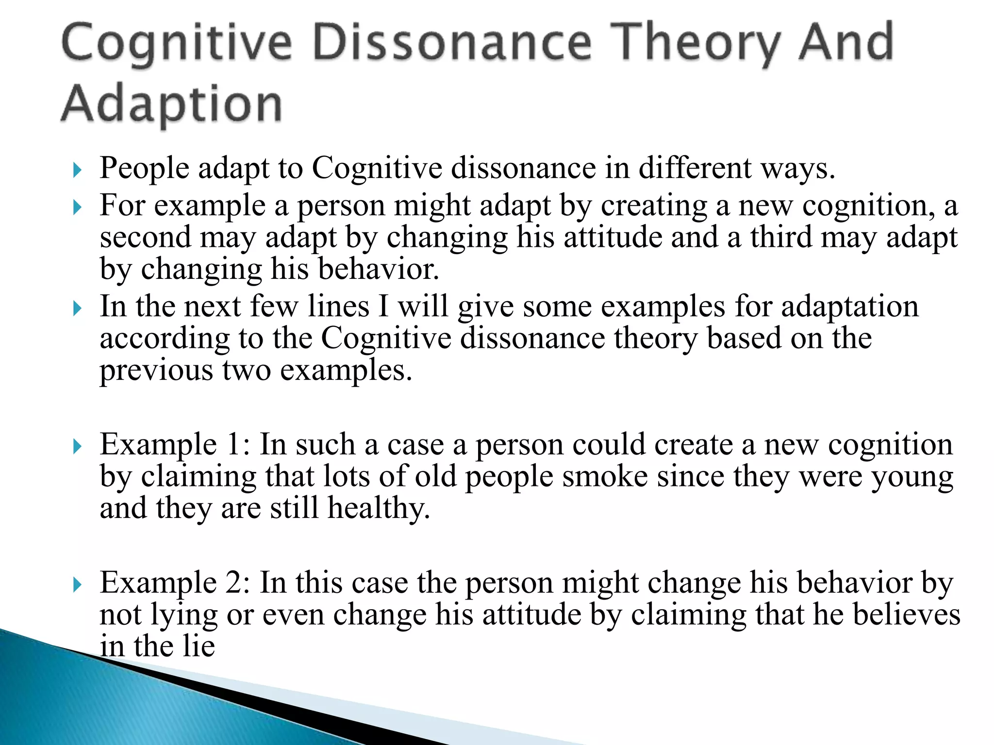 Cognitive dissonance theory | PPTX